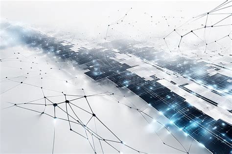 Whiteblue Abstract Technology Background With A Network Grid And Particles Connected Sci Fi