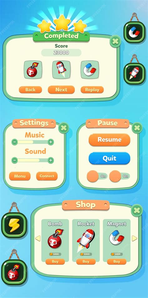 Premium Vector Casual Game Ui Kit Complete With Popups Menus And Game
