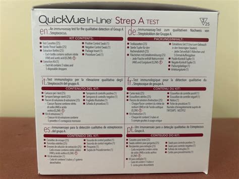 New Quidel 00343 Quickvue In Line Strep A Test Box Of 25 Disposables