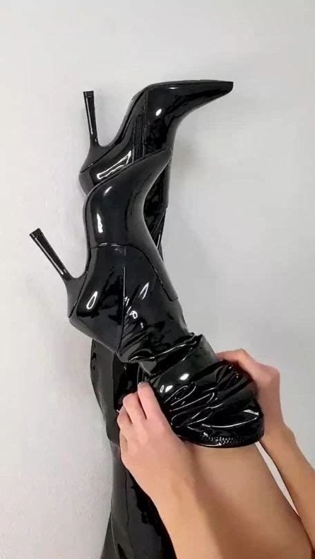 Pin By Kristiii On Clothes Shiny Boots Heels Latex Boots