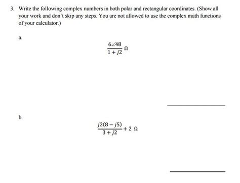 solved 3 write the following complex numbers in both polar