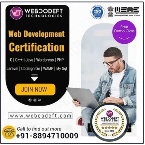 web designing and development certificate courses in web development at