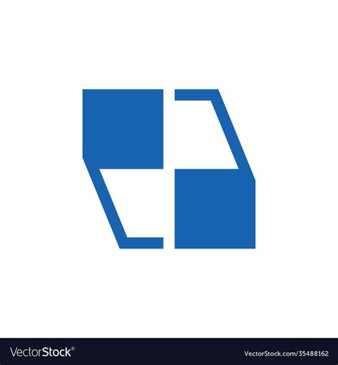 Abstract Linked Geometric Square Object Logo Vector Image