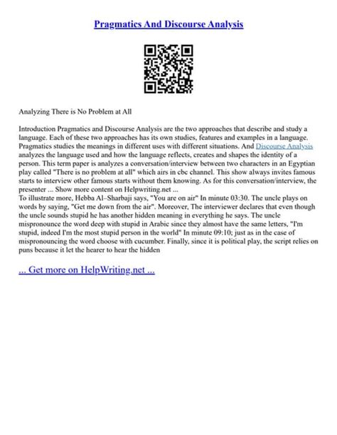 Pragmatics And Discourse Analysis Pdf