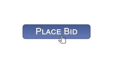 Place Bid Web Interface Button Clicked With Mouse Cursor Violet Color