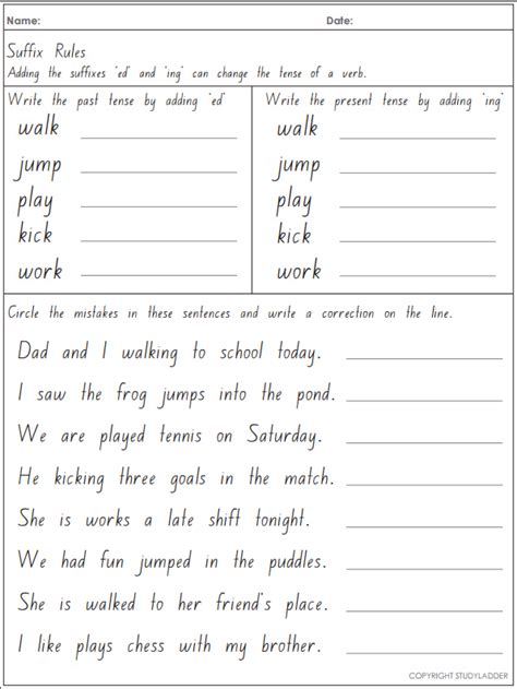 Rule Adding Suffixes Ed And Ing Changes The Tense Of A Verb Studyladder Interactive