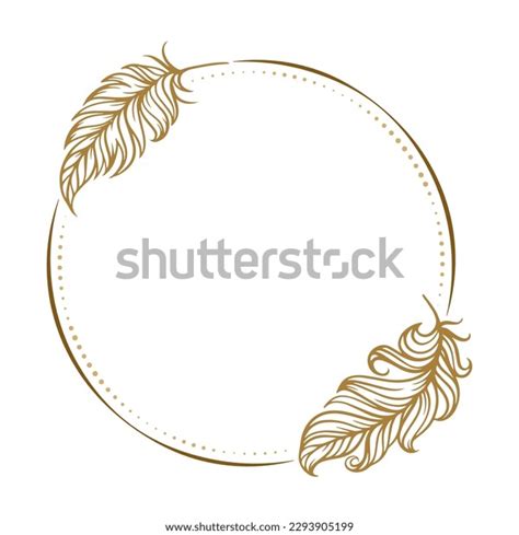 vector boho style feathers round frame stock vector royalty free
