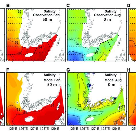 Horizontal Distribution Of Salinity From Observations Upper And Download Scientific Diagram