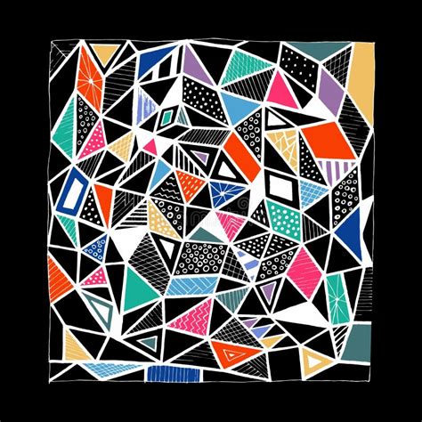 Colorful Vector Doodle Pattern With Triangles Doodle Abstract