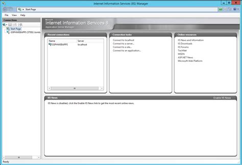 Iis 85 No Default Web Site Or Application Pools Shown Under Server