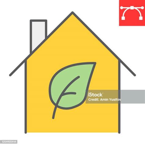에코 하우스 컬러 라인 아이콘 가정 과 생태 녹색 집 사인 벡터 그래픽 편집 스트로크 다채로운 선형 아이콘 Eps 10 0명에 대한 스톡 벡터 아트 및 기타 이미지 Istock