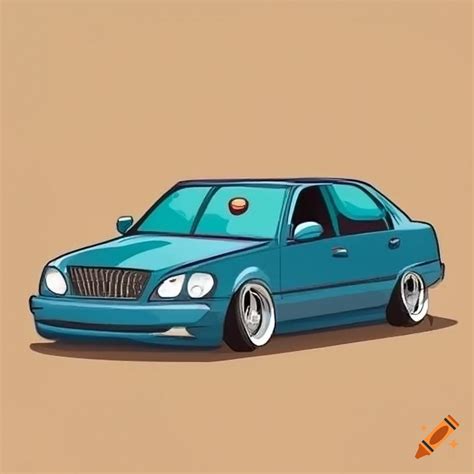 Stanced Lexus Ls 400 Cartoon Flat Vector On Craiyon