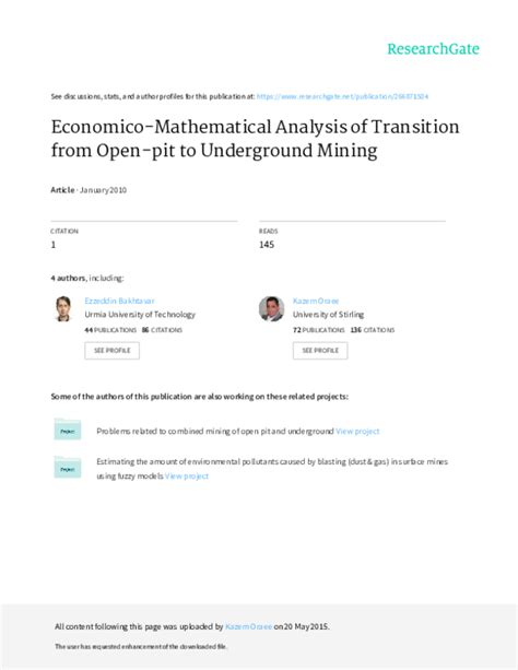 pdf economico mathematical analysis of transition from open pit to underground mining