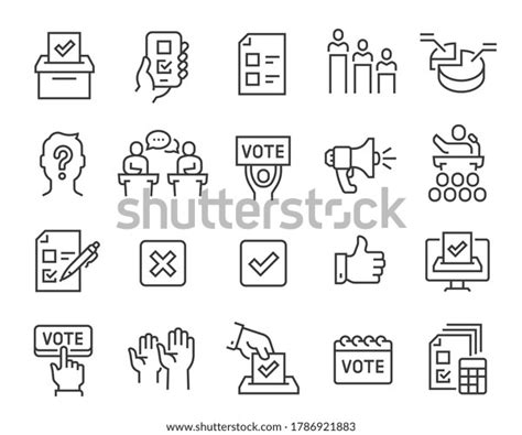 투표 및 선거 아이콘 세트 양식 스톡 벡터로열티 프리 1786921883