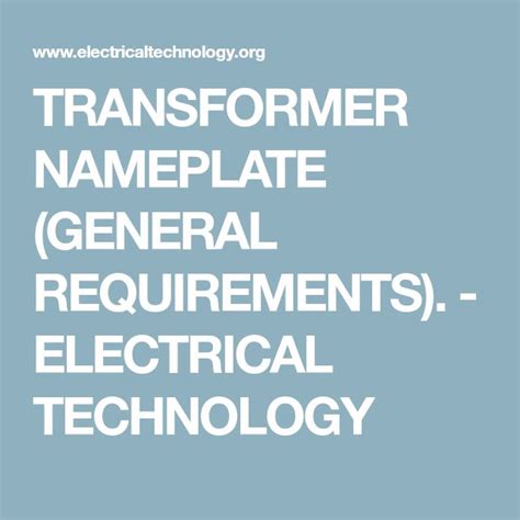 Transformer Nameplate Data Explain The Rating And Features