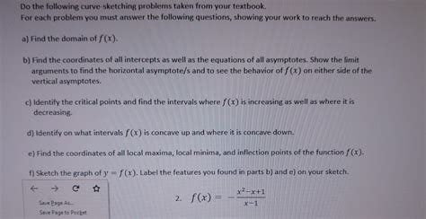 Solved Do The Following Curve Sketching Problems Taken From Chegg