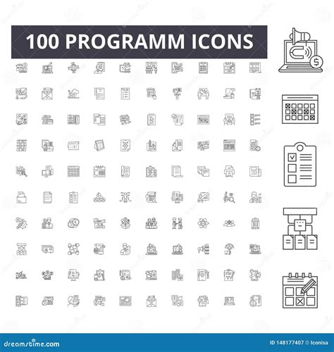 Programm Line Icons Signs Vector Set Outline Illustration Concept Stock Vector Illustration