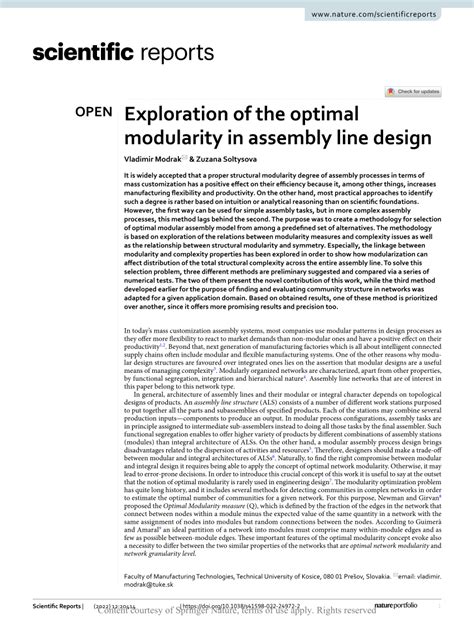 Pdf Exploration Of The Optimal Modularity In Assembly Line Design