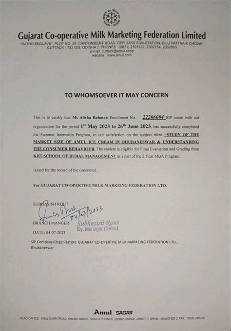 Alisha Rahman On Linkedin Amul Summerinternship Amul Icecream Amul Odisha…