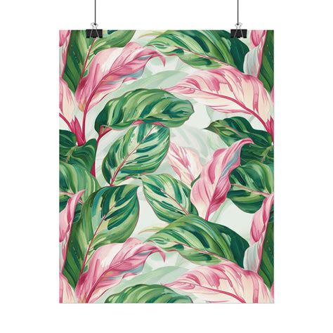 Green And Pink Djungle Rolled Posters Plant Lovers Relaxing Green