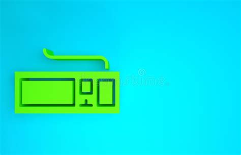 Green Computer Keyboard Icon Isolated On Blue Background Pc Component Sign Minimalism Concept