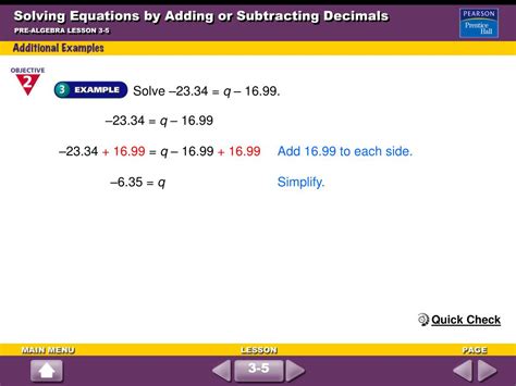 ppt solving equations by adding or subtracting decimals powerpoint