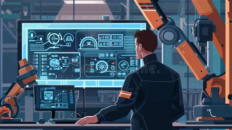 Engineer Manager Monitors And Controls Robot Arm Automation In Smart