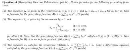 Solved Question 4 Generating Function Calculations