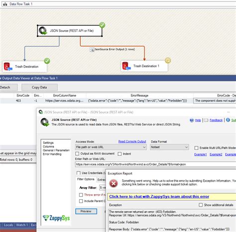 How To Capture Web Exception In Ssis Jsonxmlcsv Source Json Rest Zappysys Community