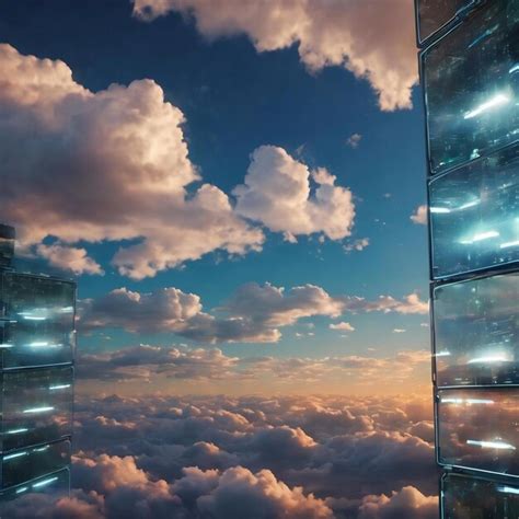 Premium Photo Digital Cloud Data Storage Digital Concept Cloudscape Digital Online Service For