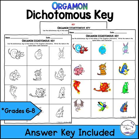 Animal Anime Character Dichotomous Key Classful