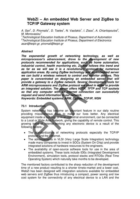 Pdf Webzi An Embedded Web Server And Zigbee To Tcpip Gateway System