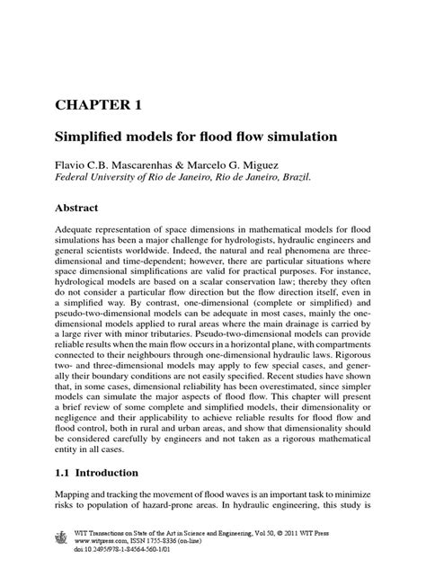 Simplified Models Flood Flow Simulation Pdf Physics Mathematical Objects