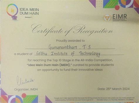 Gurunanthan T S On Linkedin Eimr Innovation Project Imdh Top10