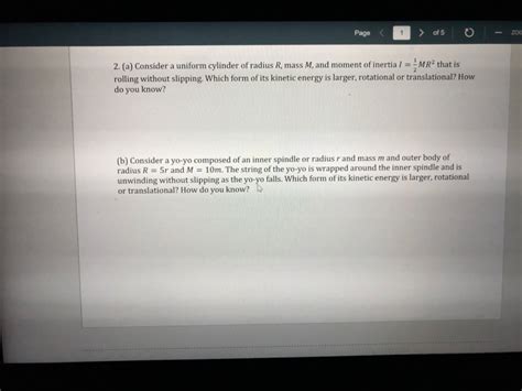 Solved Page A Consider A Uniform Cylinder Of Radius R Chegg Com