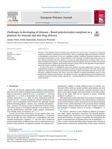Pdf Challenges In Developing Of Chitosan Based Polyelectrolyte