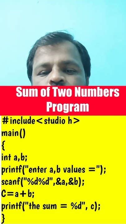 Addition Of Two Numbers Program Ytshorts Shorts Cprogramming Cprogrammingtutorial