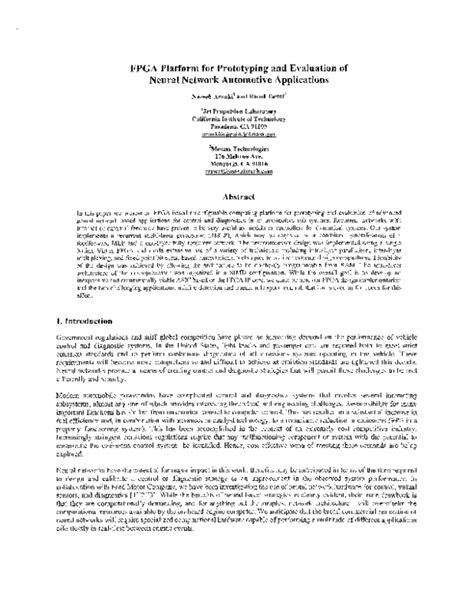 Pdf Fpga Platform For Prototyping And Evaluation Of Neural Network Automotive Applications