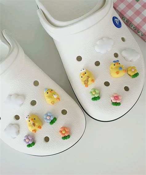 신발파츠 세트 신발꾸미기 호환 파츠 꽃밭 병아리 14pcs 에이블리