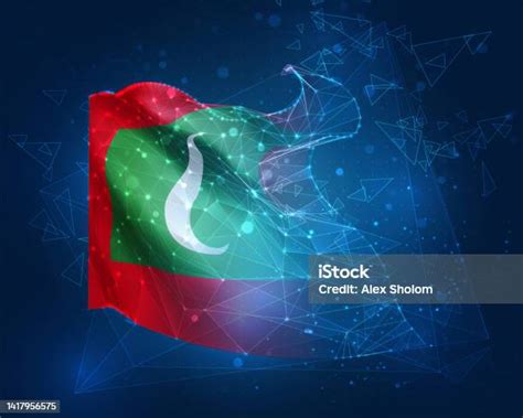 파란색 배경의 삼각형 다각형에서 몰디브 벡터 플래그 가상 추상 3d 개체 0명에 대한 스톡 벡터 아트 및 기타 이미지 0명 개발 개체 그룹 Istock