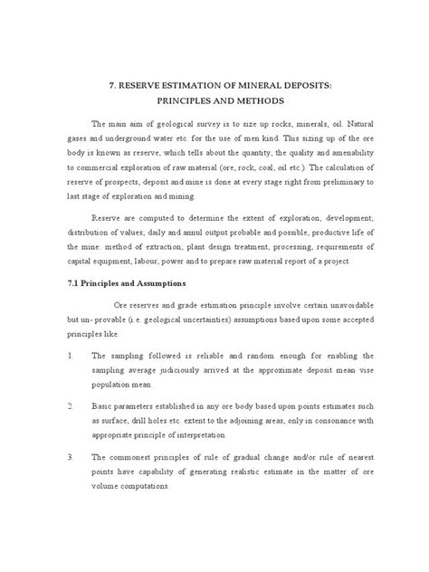 Reserve Estimation Methods Pdf Contour Line Mining