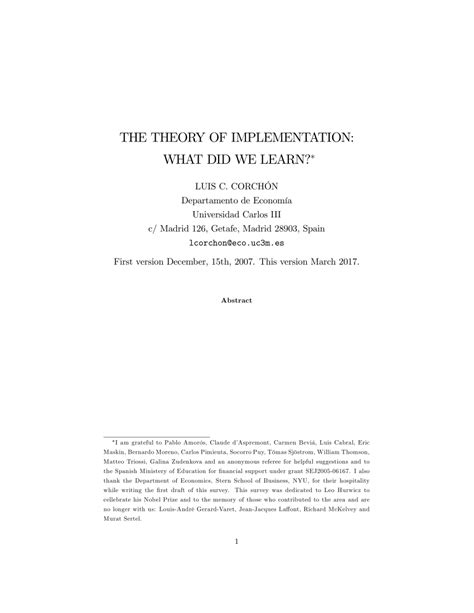 Pdf Implementation Theory