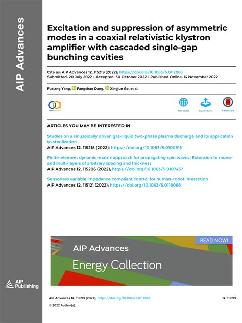 Pdf Excitation And Suppression Of Asymmetric Modes In A Coaxial