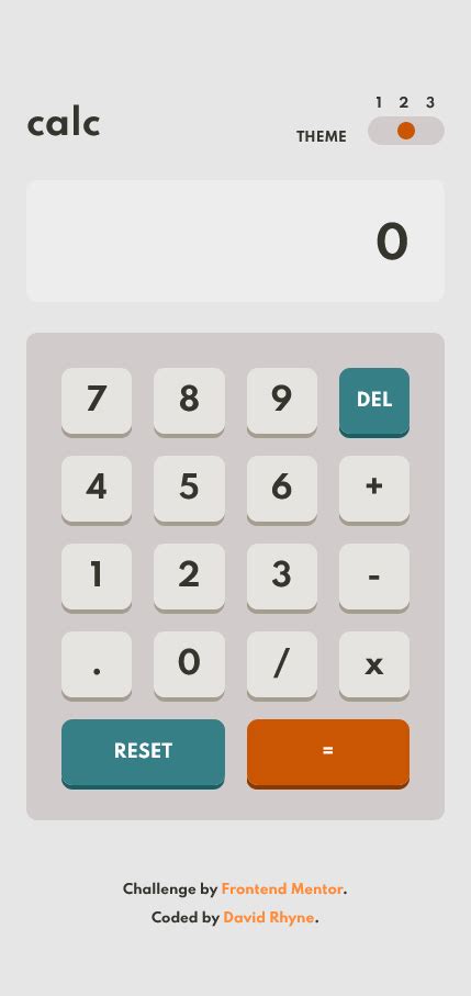 Github Davidrhyne Calculator App Frontendmentor Io Project Calculator App To Build An