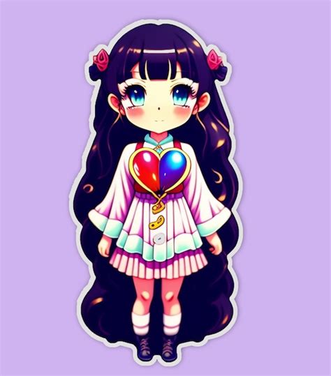 Premium Psd Cute Chibi Girl Sticker