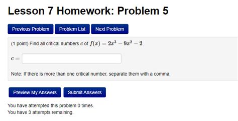 Solved Lesson 7 Homework Problem 5 Previous Problem Problem