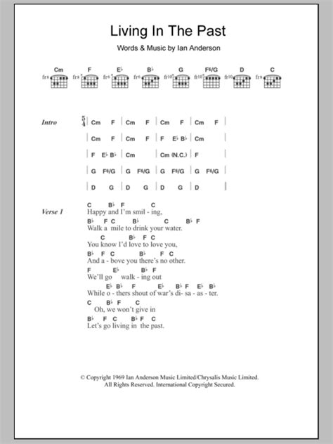 Living In The Past By Jethro Tull Sheet Music For Guitar Chords Lyrics