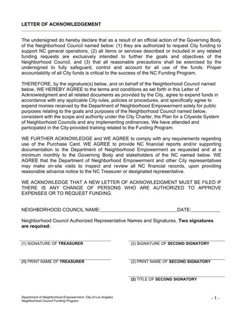 Free Printable Acknowledgement Letter Word Pdf Project Sponsorship