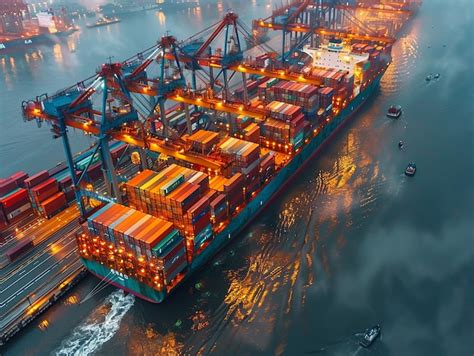 Business Shipping Operations Managed Efficiently At Bustling Port Premium Ai Generated Image