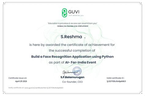 Reshma S On Linkedin Ai Python Facerecognition Guvi